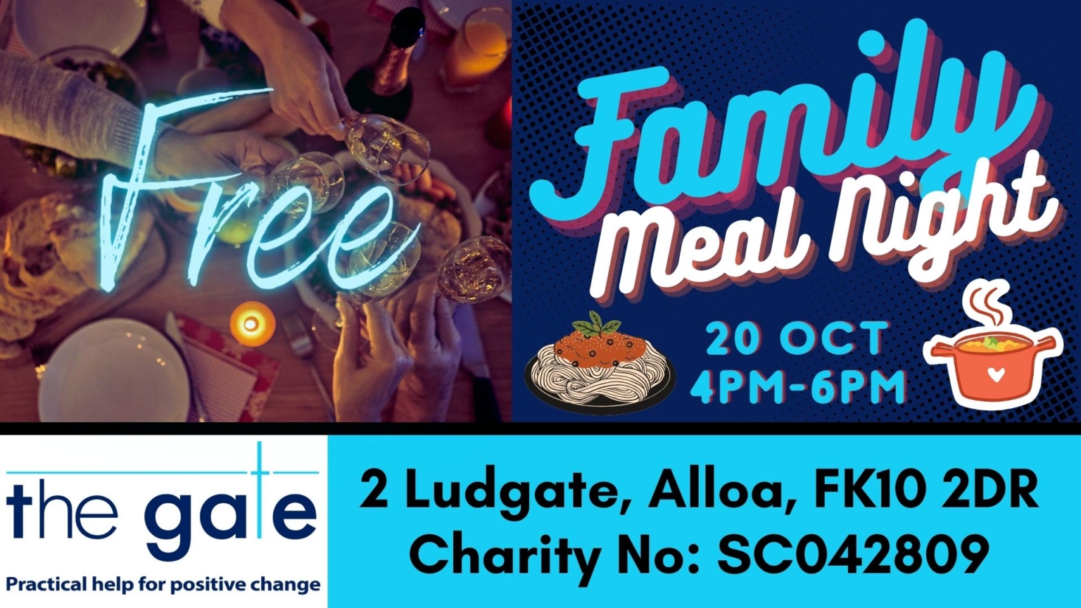 CANCELLED DUE TO WEATHER Family Meal Night – Friday the 20th of October