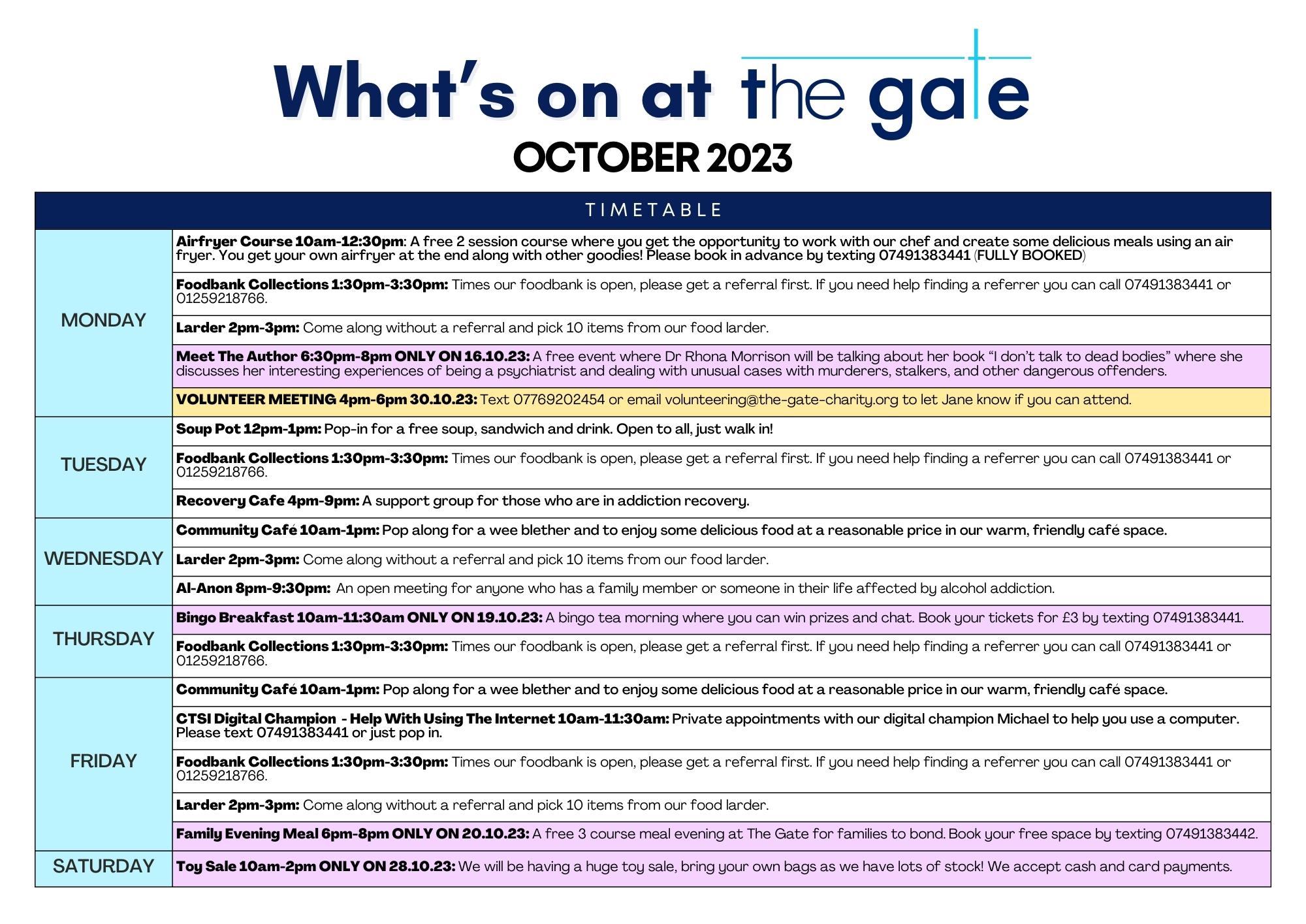 What’s On at The Gate October 2023